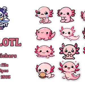 Axolotl Stickers 12 Pcs Chibi Digital Sticker Pack - Etsy