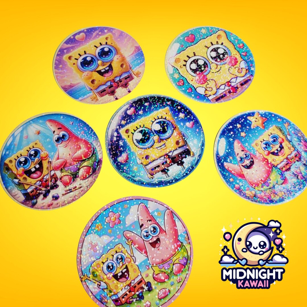 Spongebob and Patrick Holographic Stickers Bundle - Etsy