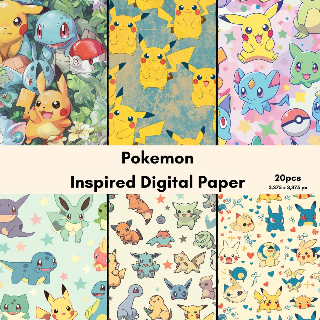 Pokemon Inspired Digital Paper, Scrapbooking Paper - Etsy