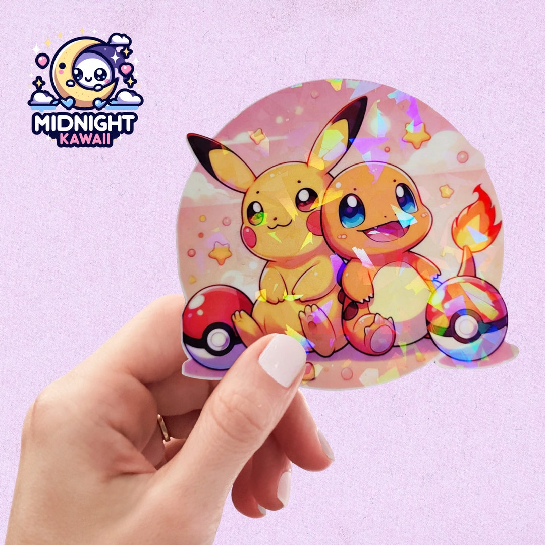 Pokemon Holographic Sticker Pikachu and Charmander Sticker - Etsy