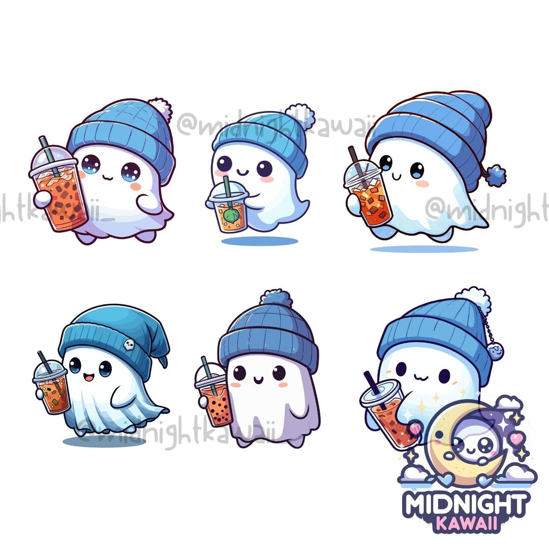 6 Chibi Ghost PNG, Cute Ghost Sticker, PNG Files, Halloween Png ...