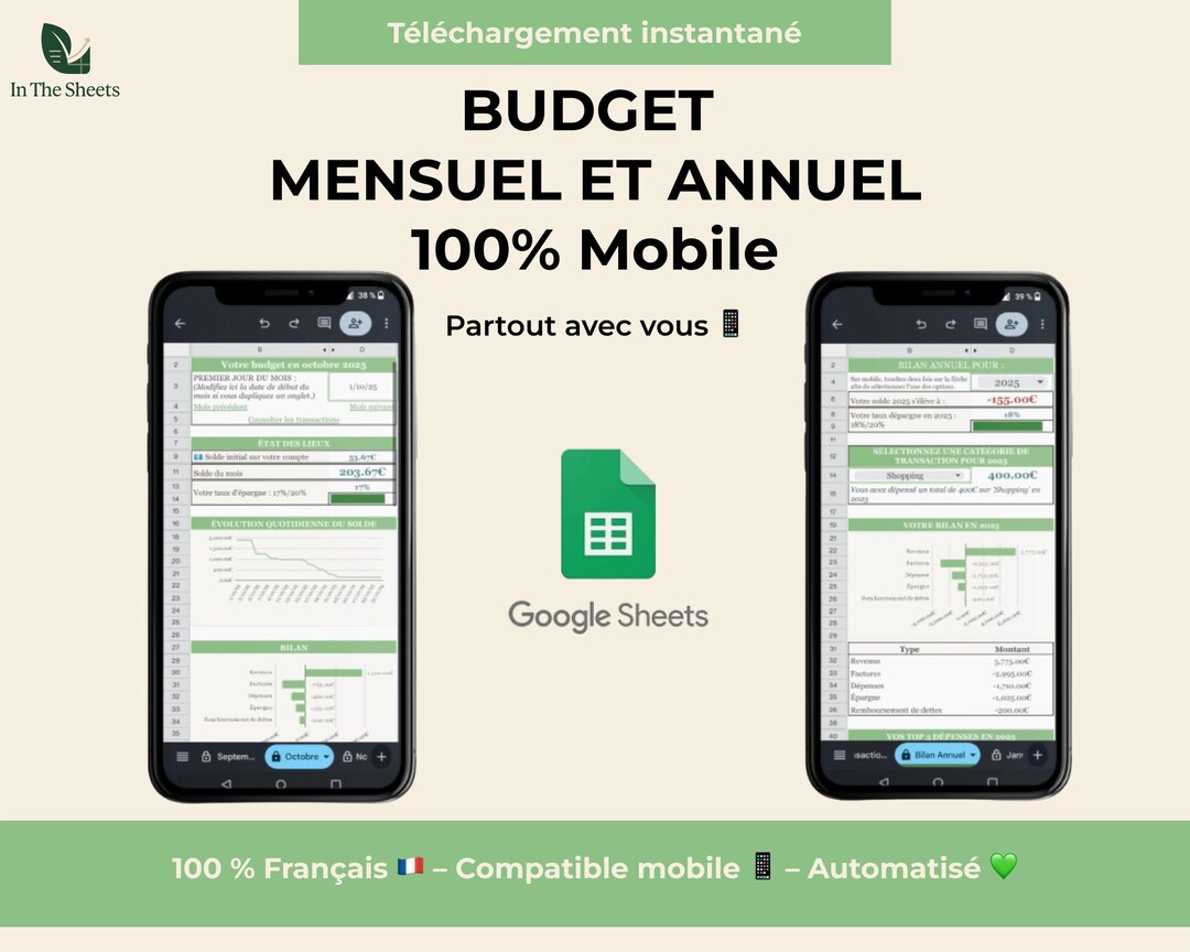 Google Sheets Automated Budget (FR) • Expense & Savings Tracker • 12 ...