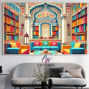 Library and Books Art Print Library Room Wall Decor AI Digital Download ...