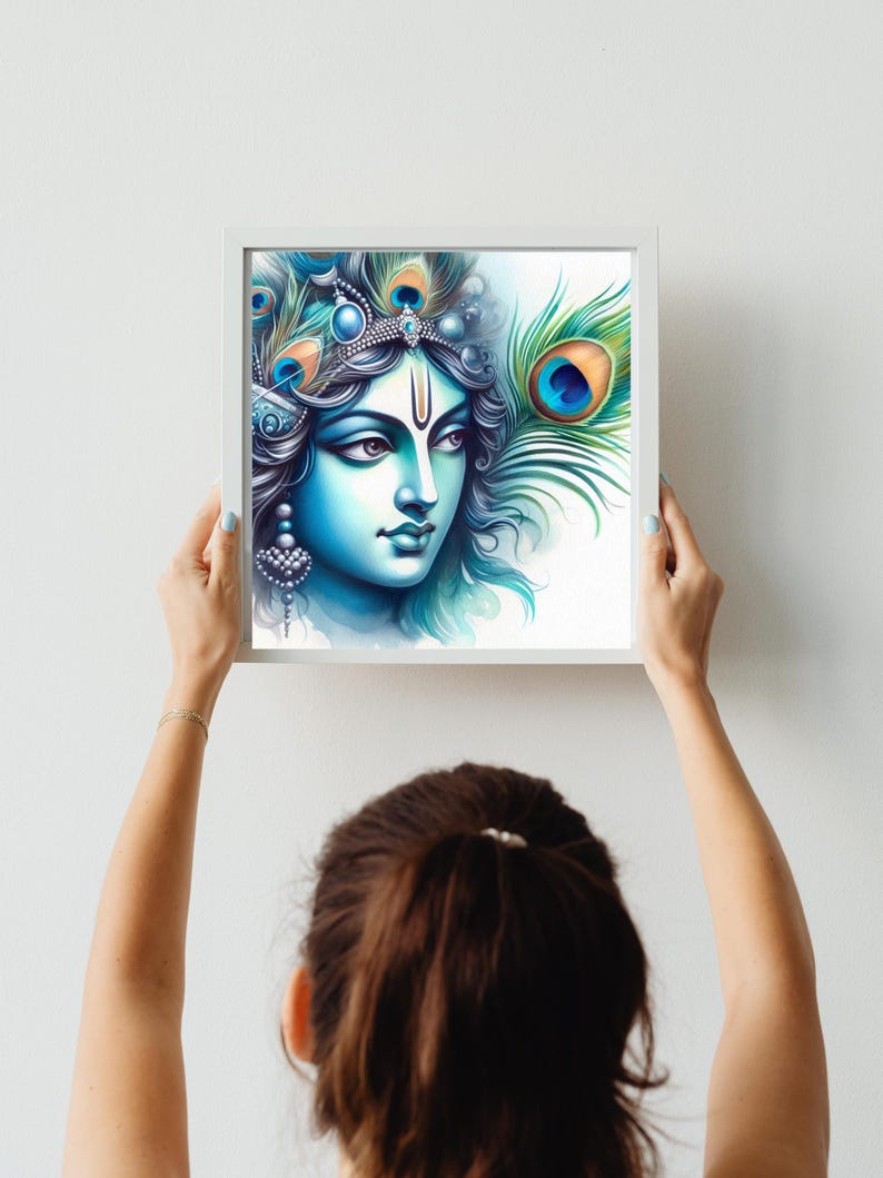 Lord Krishna Digital Download Print Hindu Impressionist Painting Wall ...