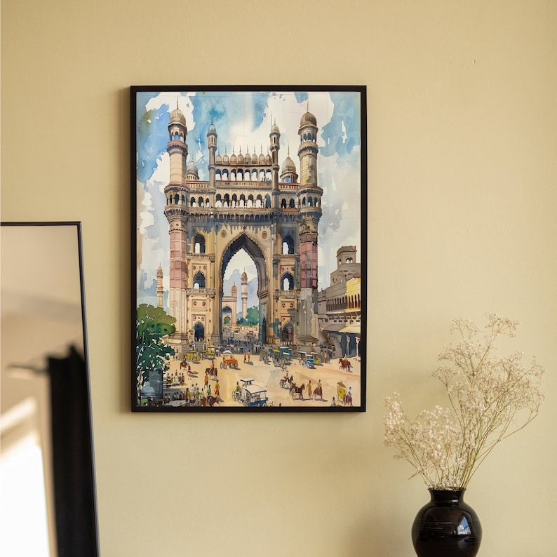 Charminar of Hyderabad Indian Monument Digital Water Colour Painting ...