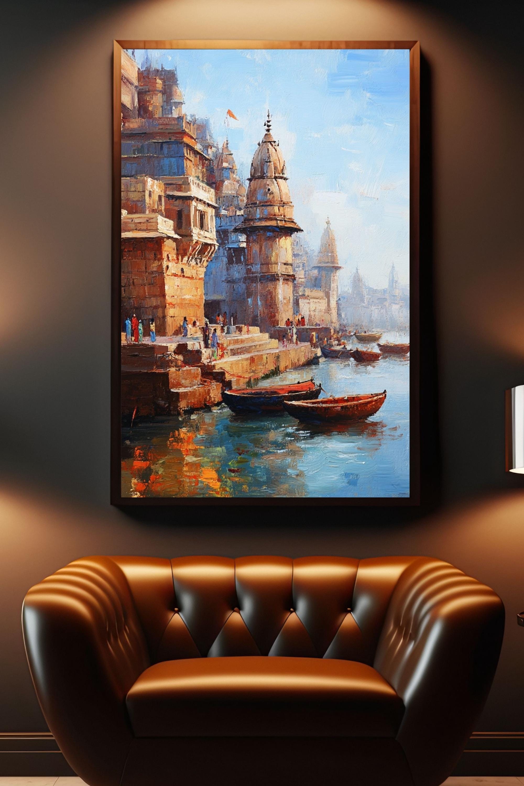 Indian River Ghats Art Print Wall Decor India Travel Wall Art AI ...