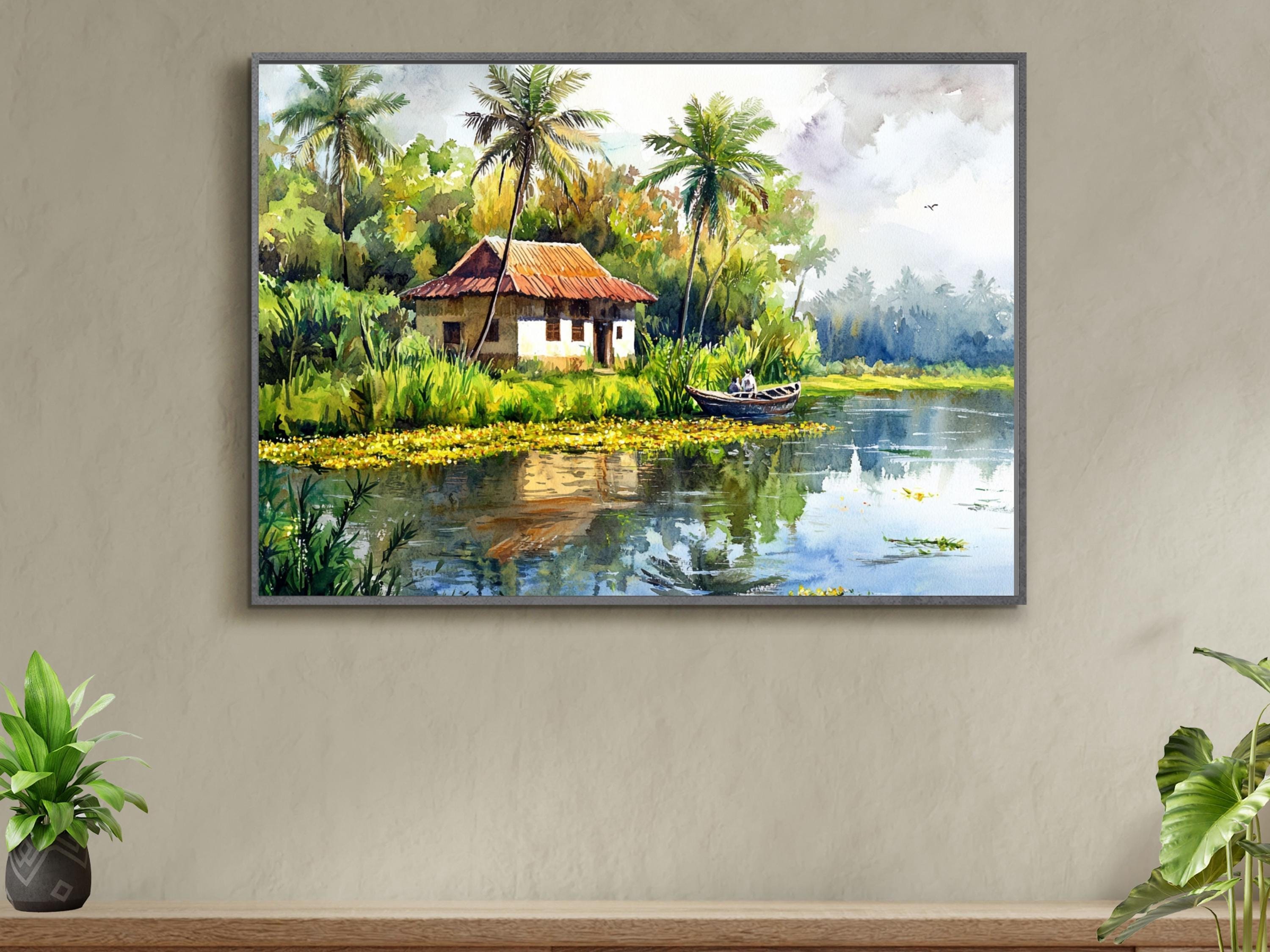 Kerala Backwaters India Travel Print Instant Digital AI Download ...