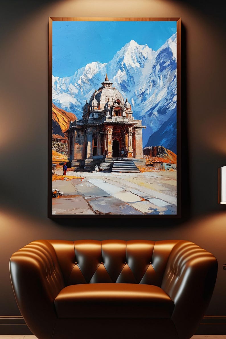 India Temple in Himalayas Painting Hinduism AI Instant Download Digital ...