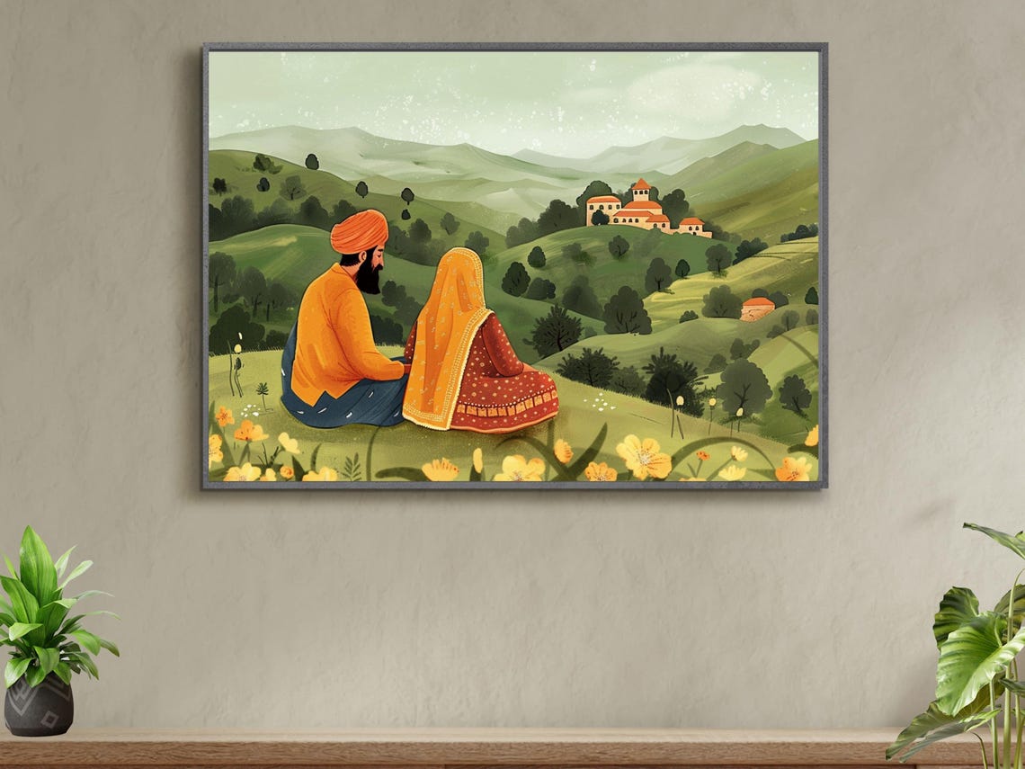 Sikh Couple From Punjab India Poster Digital Instant Download Indian ...