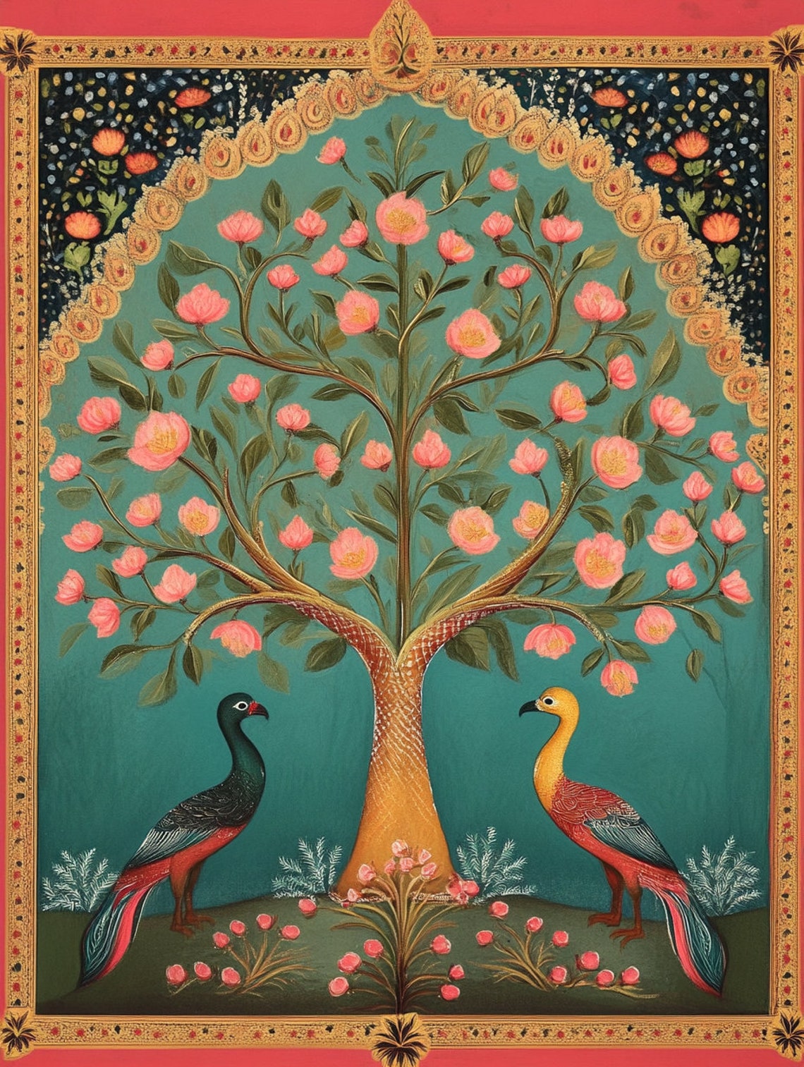 Indian Floral Art Indian Painting Poster AI Digital Download Indian ...