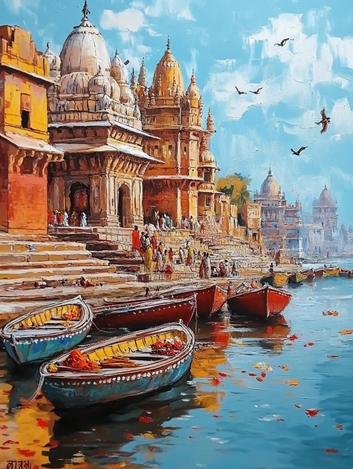 Indian River Ghats Art Print Wall Decor India Travel Wall Art AI ...