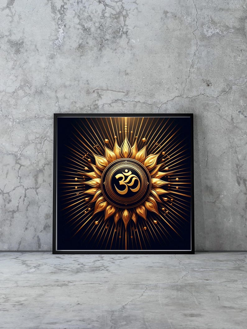 Black and Gold Series Aum Print Om Wall for Digital Instant Download AI ...