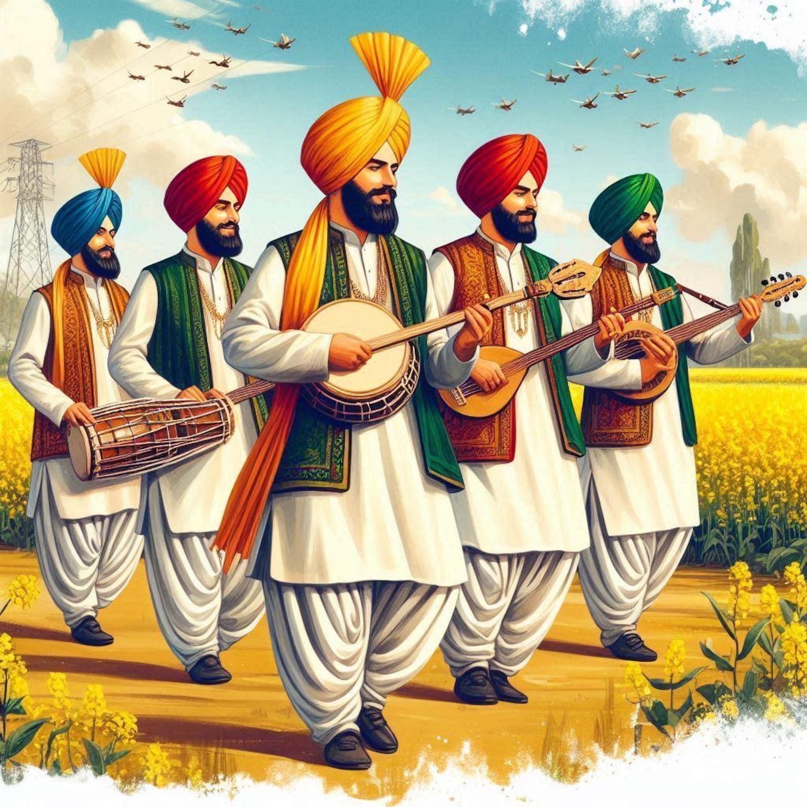 Punjab Folk Singers From India Poster Digital Instant Download Indian ...