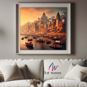 Banaras Ghat Art Print Riverfront Wall Decor Varanasi India Travel Wall ...