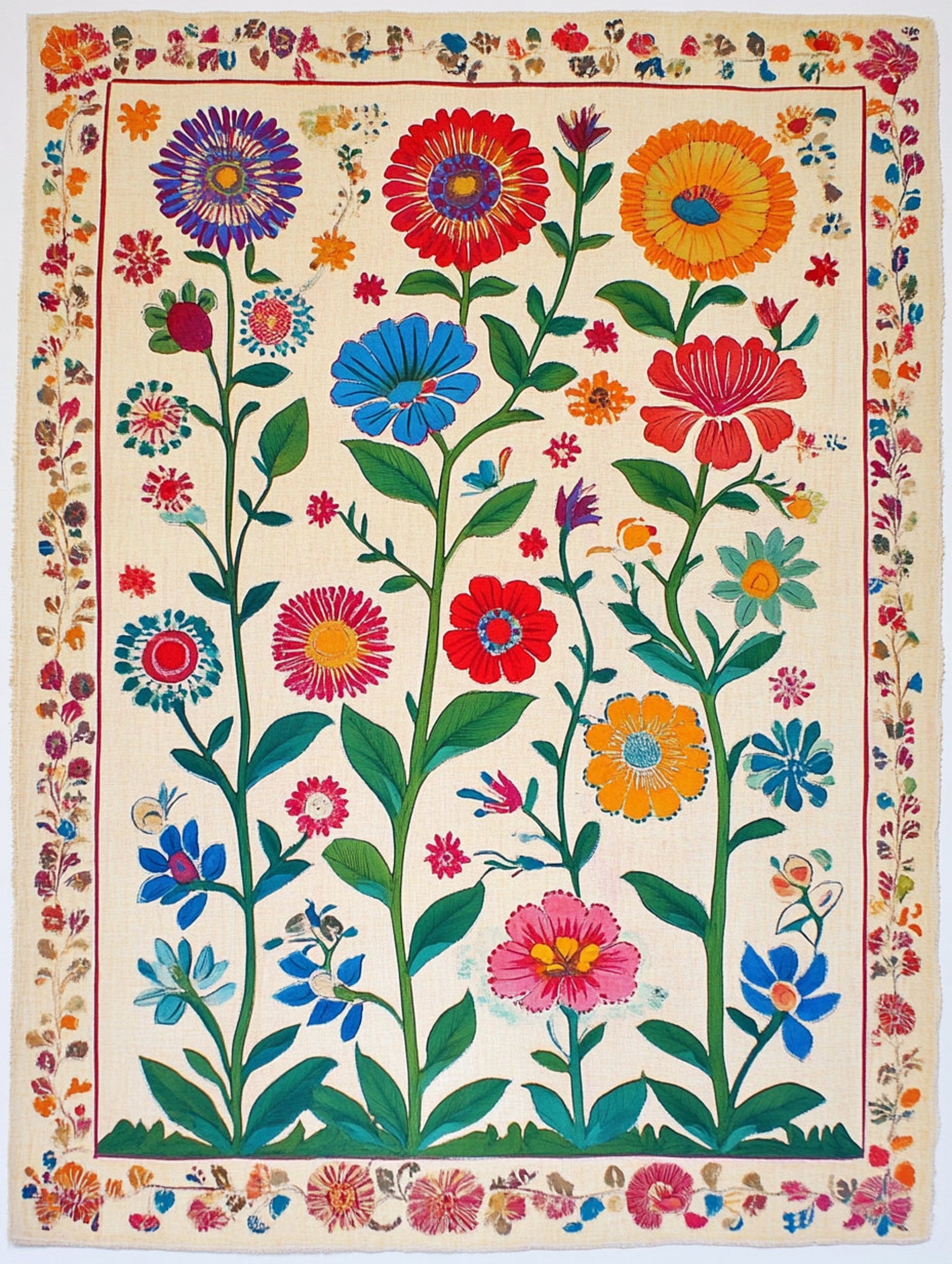 Indian Floral Art Set of 3 Indian Painting Poster AI Digital Download ...