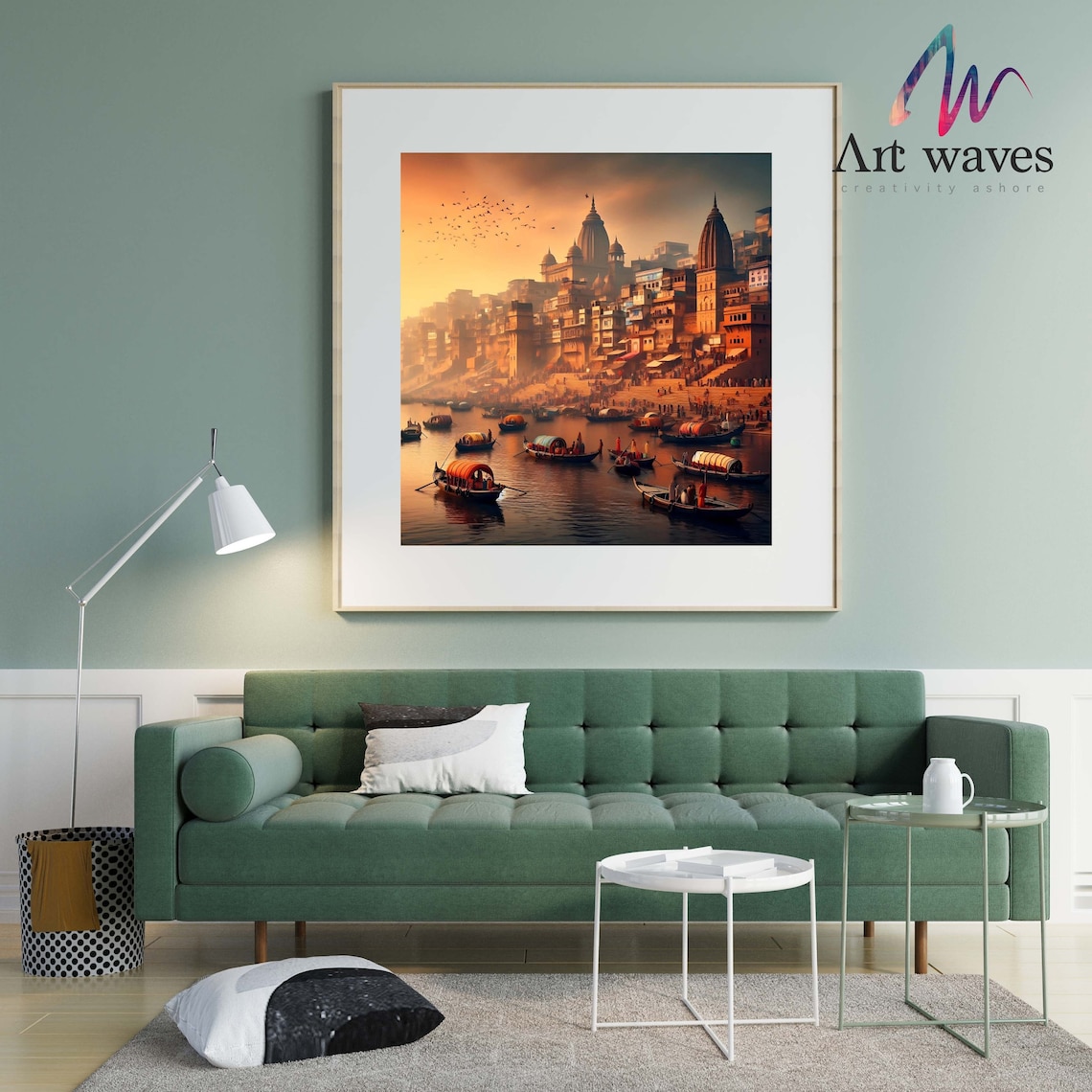 Banaras Ghat Art Print Riverfront Wall Decor Varanasi India Travel Wall ...