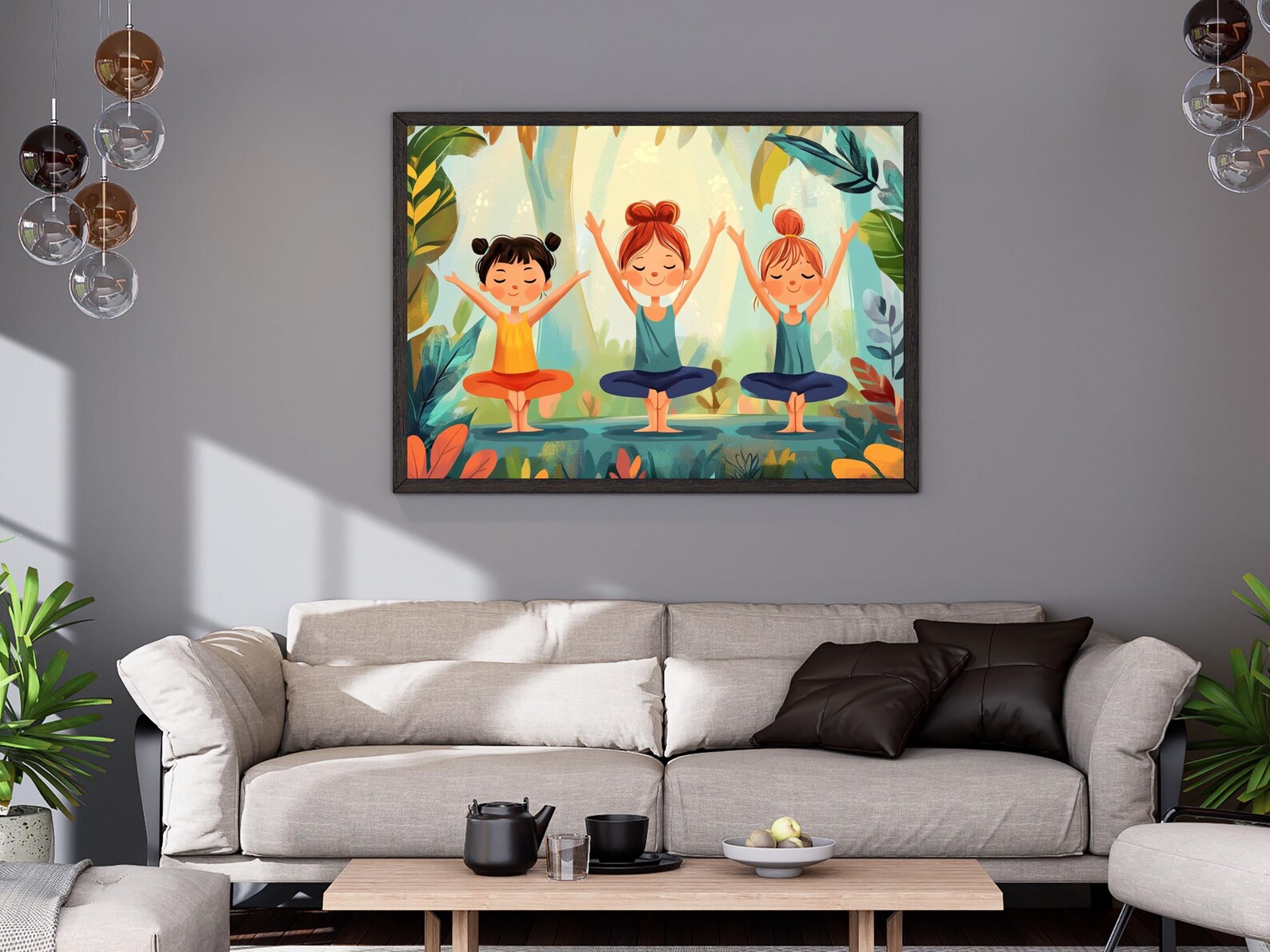 Kids Yoga Poster Print AI Digital Download Yoga Art Wall Art Print Kids ...