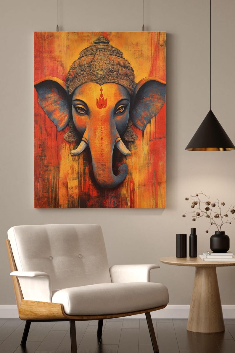 Lord Ganesha Painting Wall Art Indian Hindu God Ganesha Painting AI ...