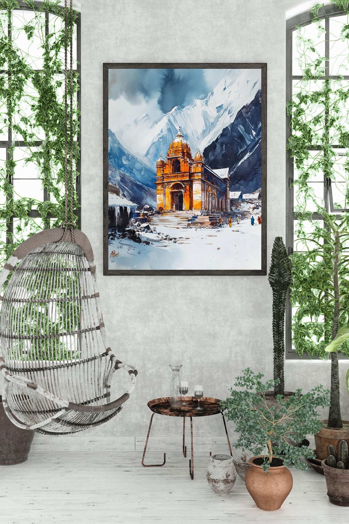 India Kedarnath Temple Painting Hinduism AI Instant Download Digital ...