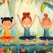 Kids Yoga Poster Print AI Digital Download Yoga Art Wall Art Print Kids ...