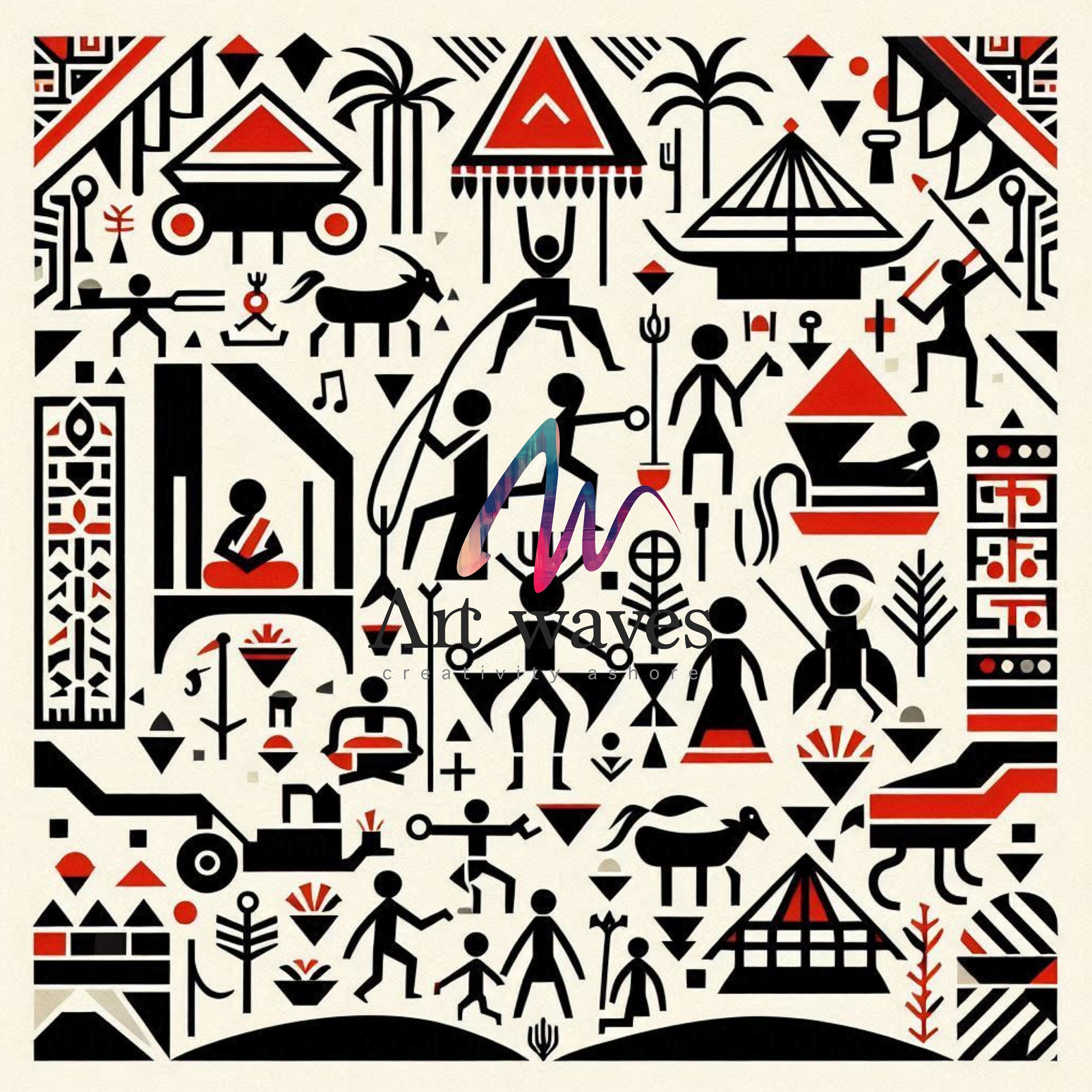 Vibrant Warli Art Poster Traditional Indian Folk Indian Warli Style ...