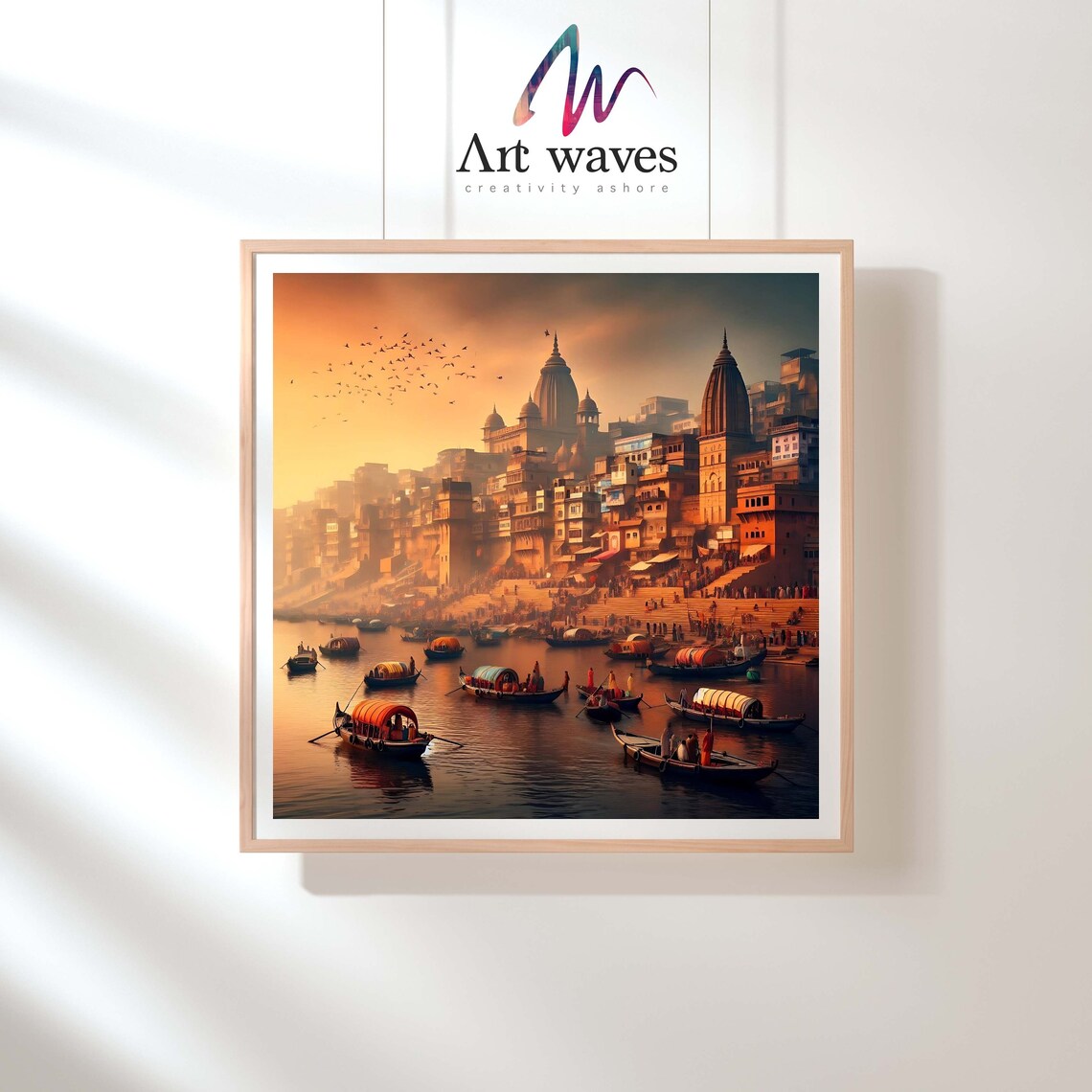 Banaras Ghat Art Print Riverfront Wall Decor Varanasi India Travel Wall ...