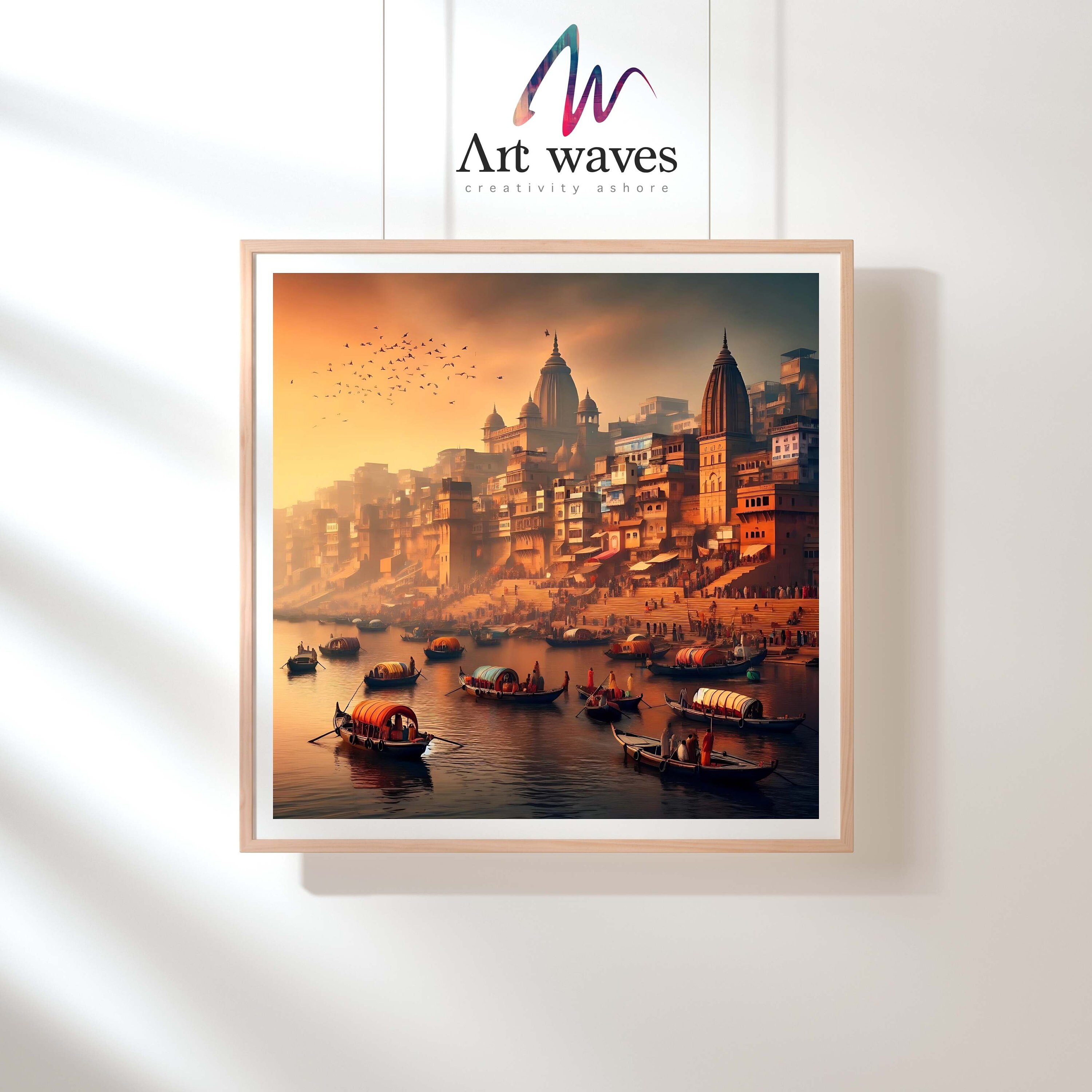 Banaras Ghat Art Print Riverfront Wall Decor Varanasi India Travel Wall ...