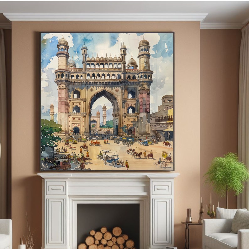 Charminar of Hyderabad Indian Monument Digital Water Colour Painting ...