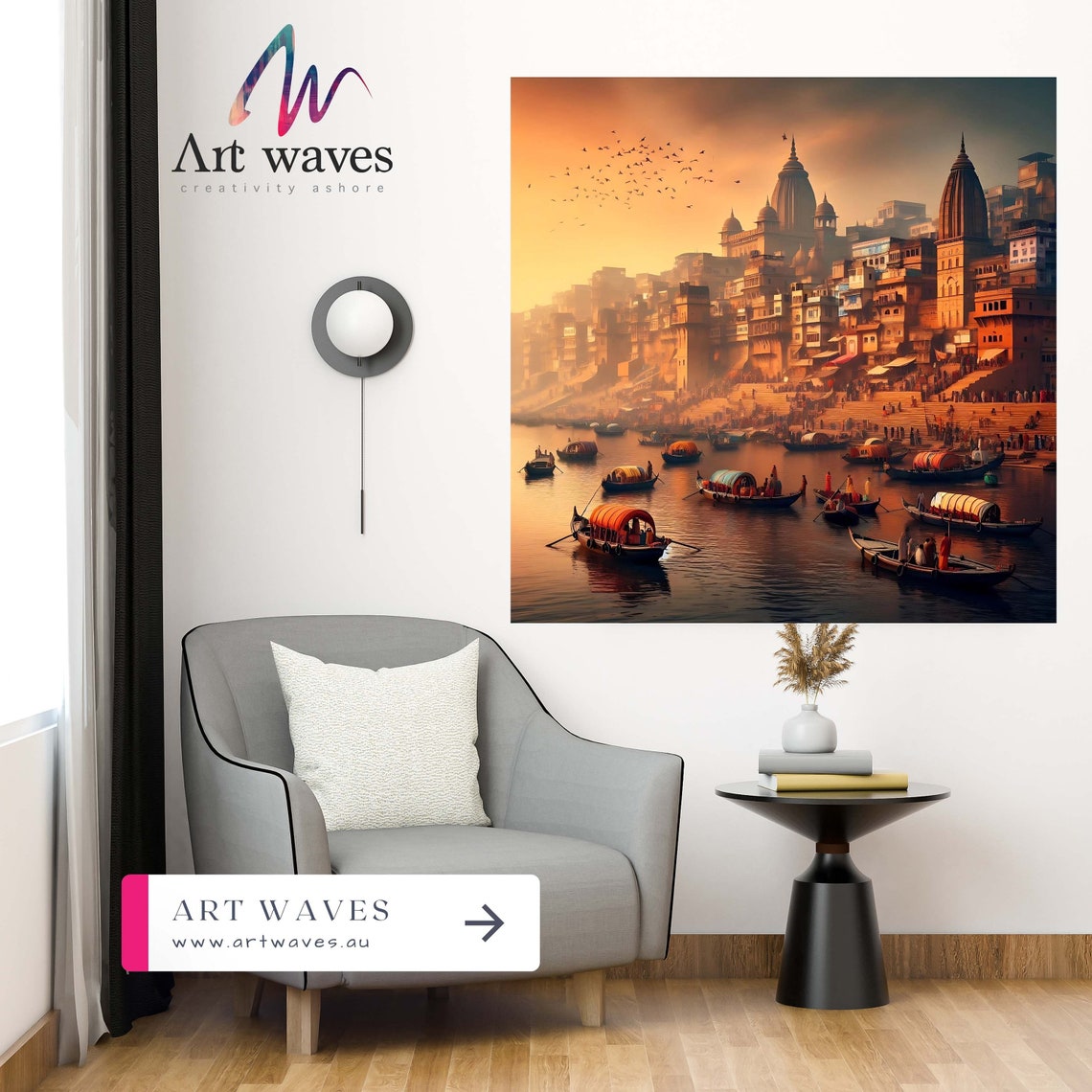 Banaras Ghat Art Print Riverfront Wall Decor Varanasi India Travel Wall ...