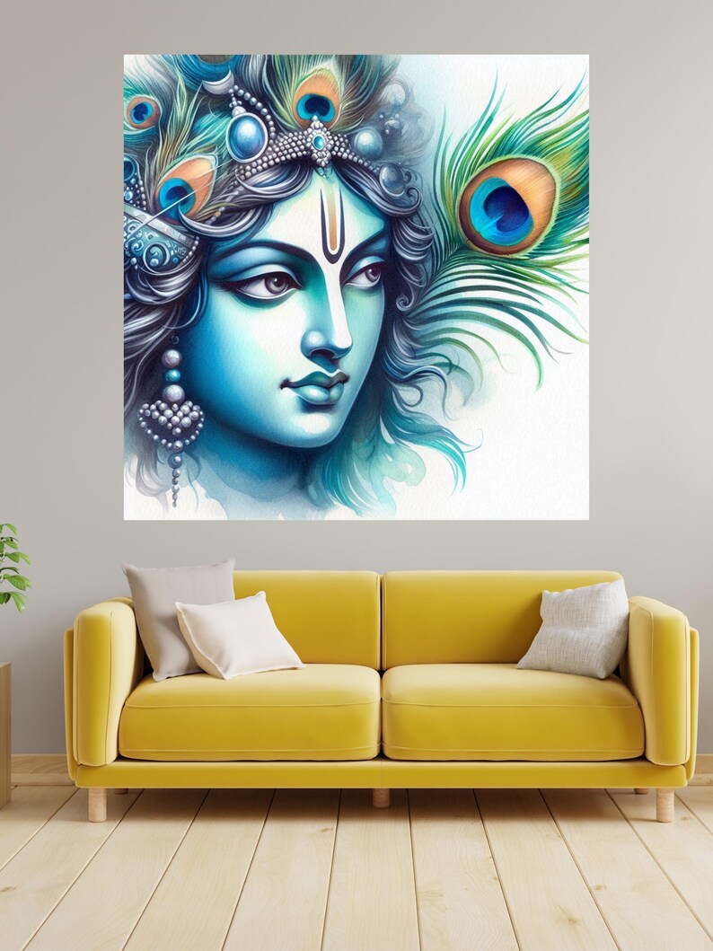 Lord Krishna Digital Download Print Hindu Impressionist Painting Wall ...
