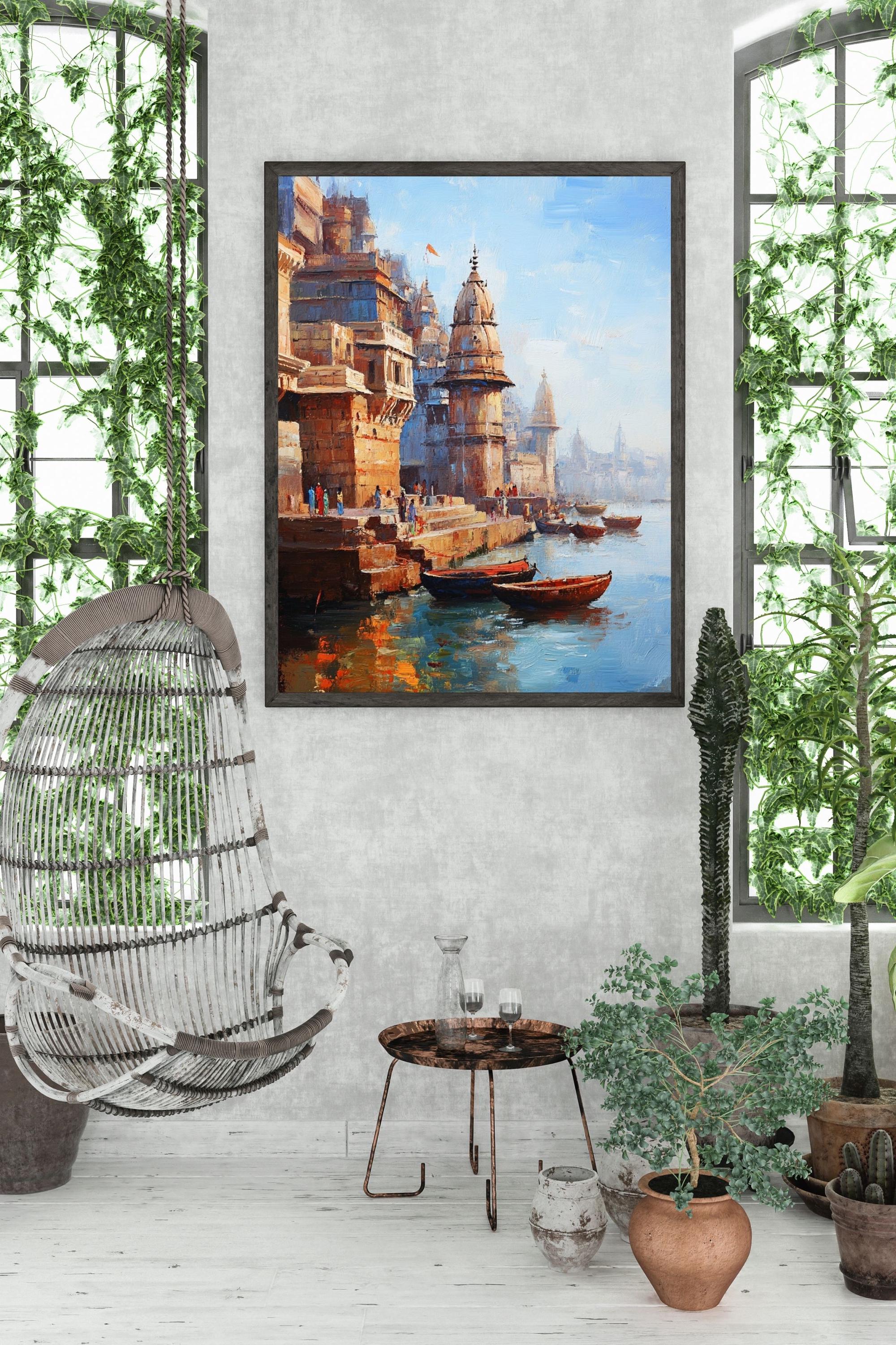 Indian River Ghats Art Print Wall Decor India Travel Wall Art AI ...