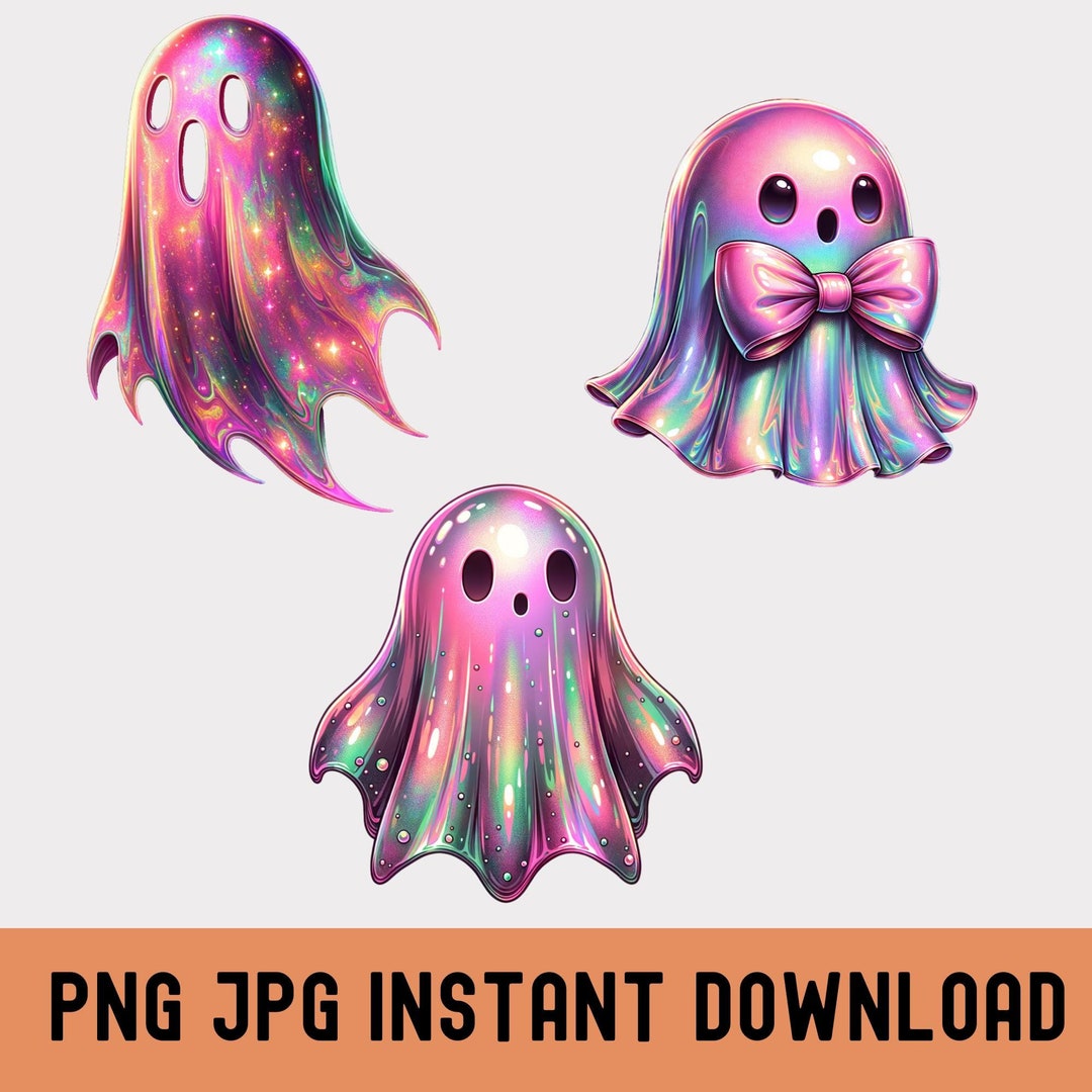 Glitter Ghost Bundle Download Spooky Sparkle PNG JPG Instant Glitter ...