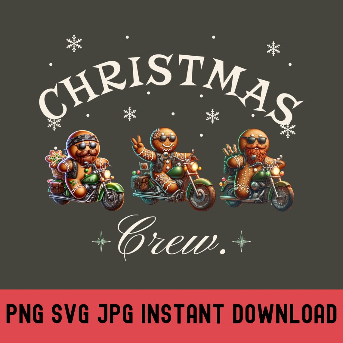 Biker Christmas Gingerbread Man PNG Motorcycle Xmas Holiday Art Funny ...