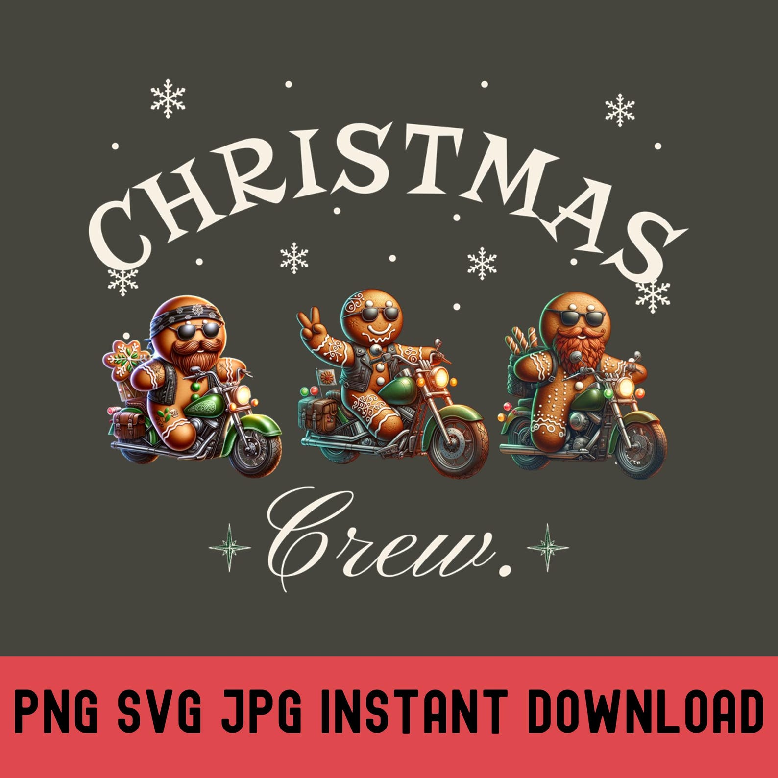 Biker Christmas Gingerbread Man PNG Motorcycle Xmas Holiday Art Funny ...