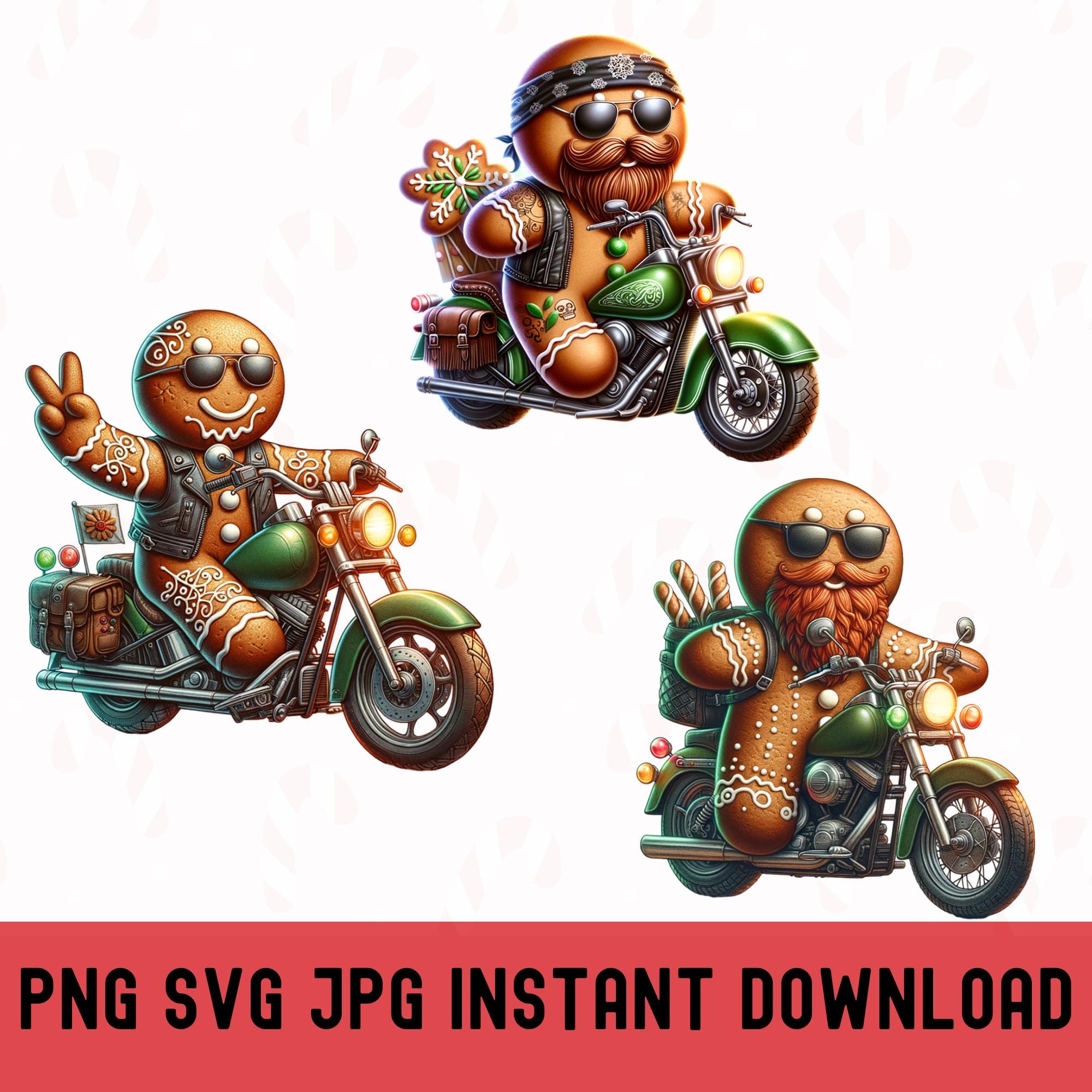 Biker Christmas Gingerbread Man PNG | Wild Ones Xmas Holiday Art ...