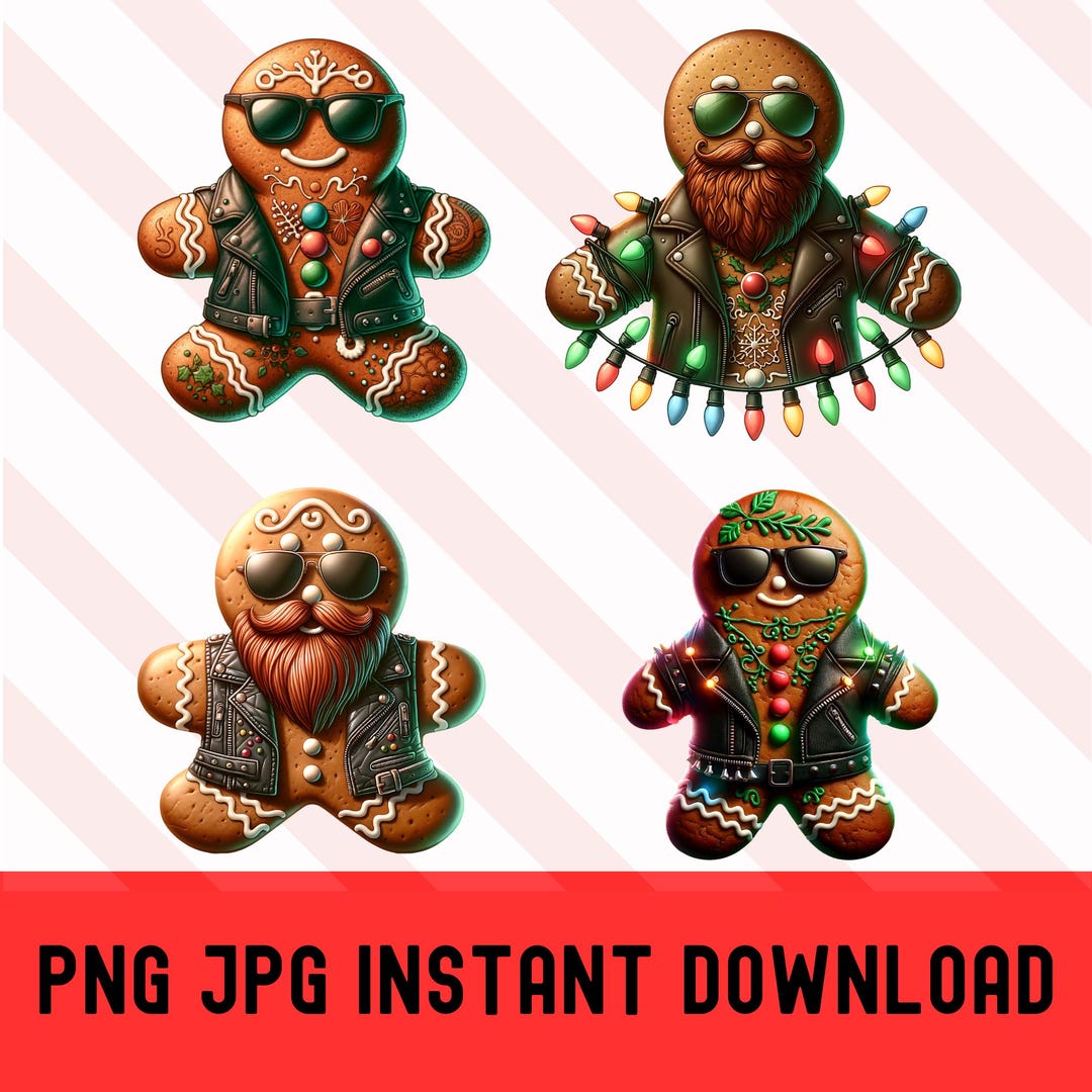Biker Christmas Gingerbread Man PNG | Wild Ones Xmas Holiday Art ...