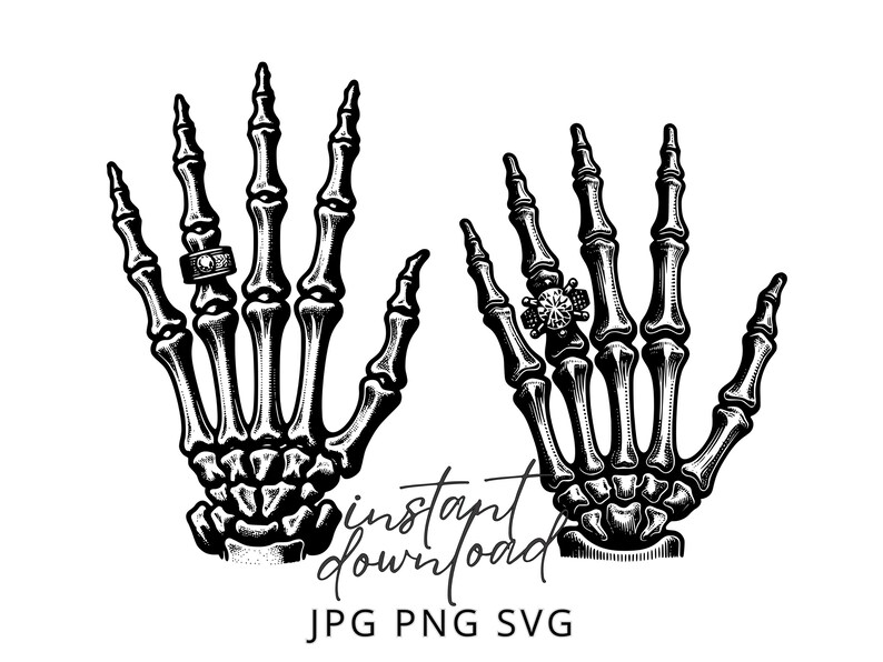 Bride and Groom Skeleton Hands Instant Download His and Hers Gothic ...