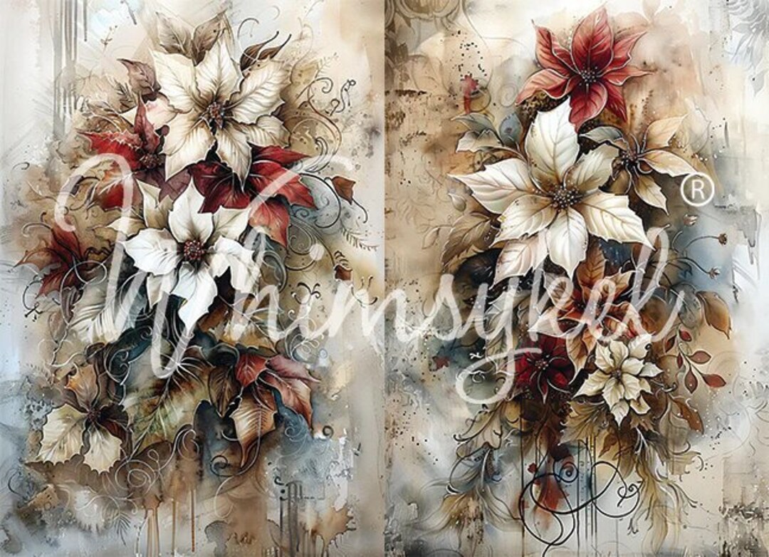 CHRISTMAS FLORAL - Whimsykel Designs - Decoupage Tissue Paper - 29" by ...