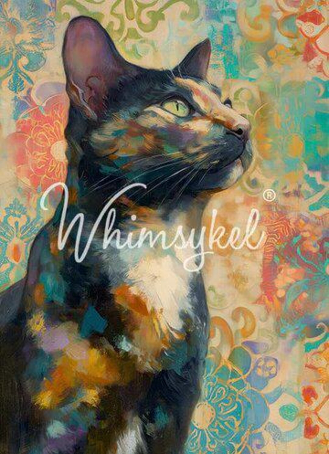 TORTOISE SHELL Cat - Whimsykel Designs - 21" BY 29" - 18lb Decoupage ...