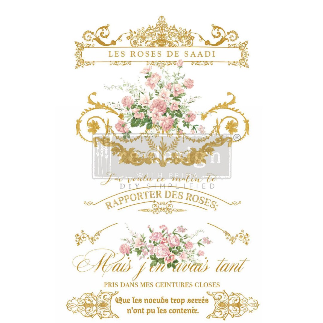 LES ROSES - Redesign Decor Transfer - Total Sheet Size 24" X 35", Cut ...