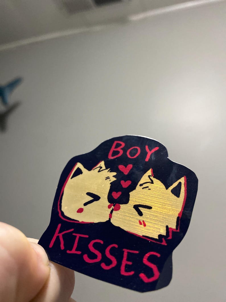 Boy Kisses Gay Lgbt Furry Metallic Gold Vinyl Sticker - Etsy