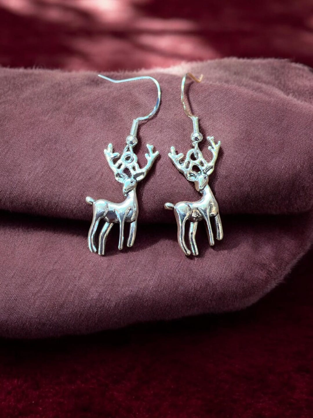 Reindeer / Stag Earrings With .925 Sterling Silver Hooks. - Etsy
