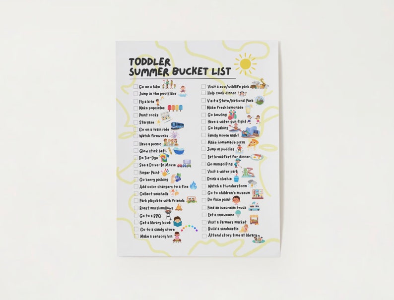 Toddler Summer Bucket List - Etsy