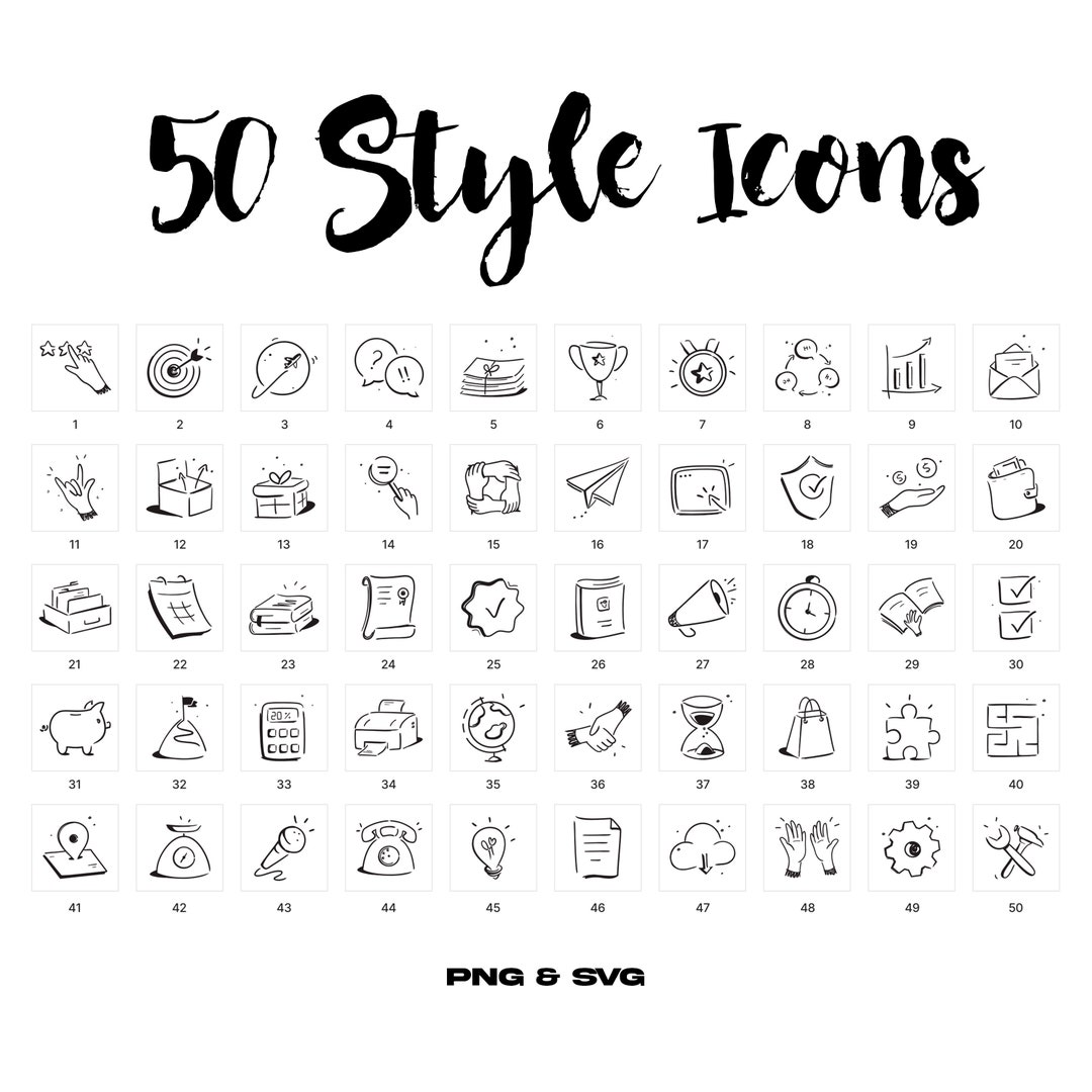 50 Style Icons | 50 Icons PNG Format | SVG | PNG Symbols | Icons ...