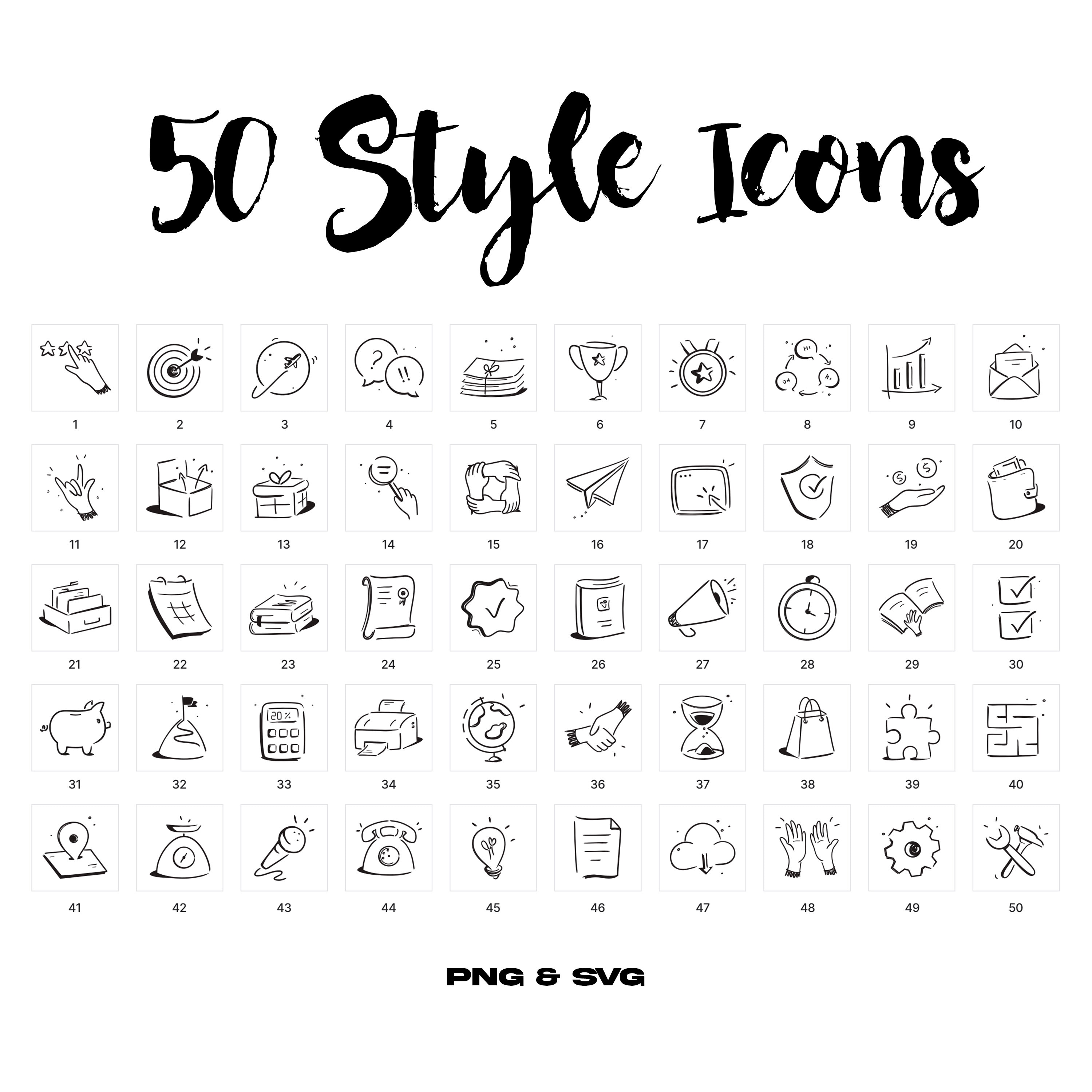 50 Style Icons | 50 Icons PNG Format | SVG | PNG Symbols | Icons ...