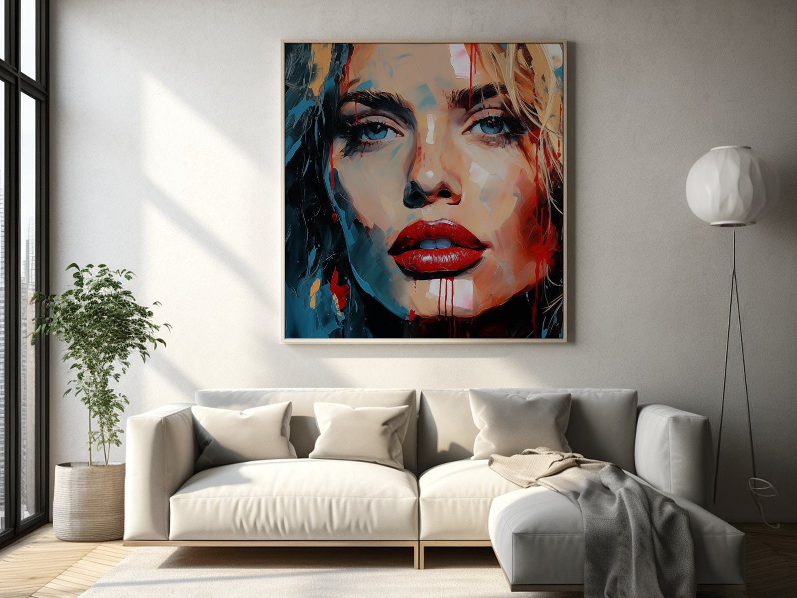 Colorful Woman Portrait Abstract Printable Poster Woman Face Print Girl ...
