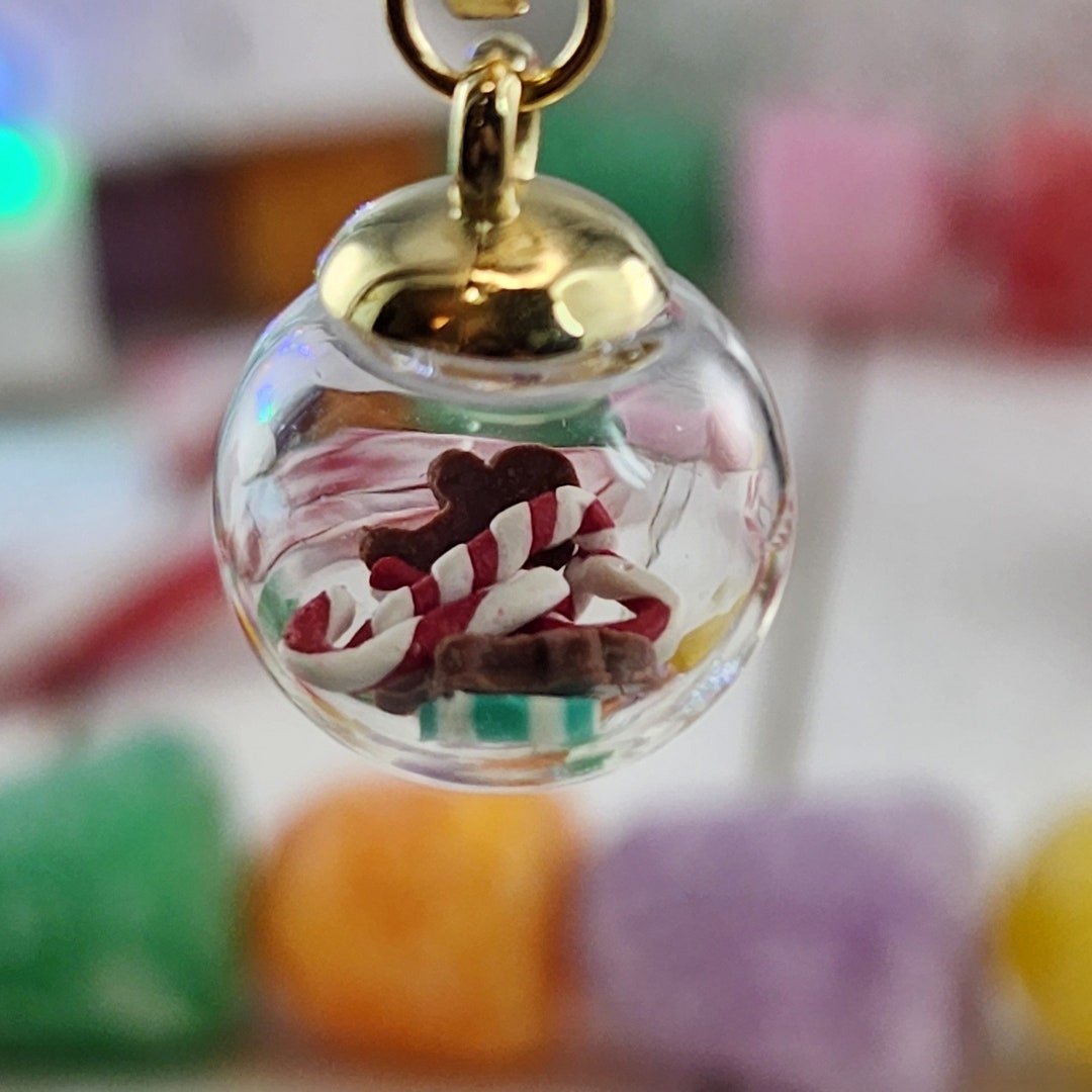 Micro Christmas Candy and Cookie Globe Earrings/ Gingerbread / Candy ...