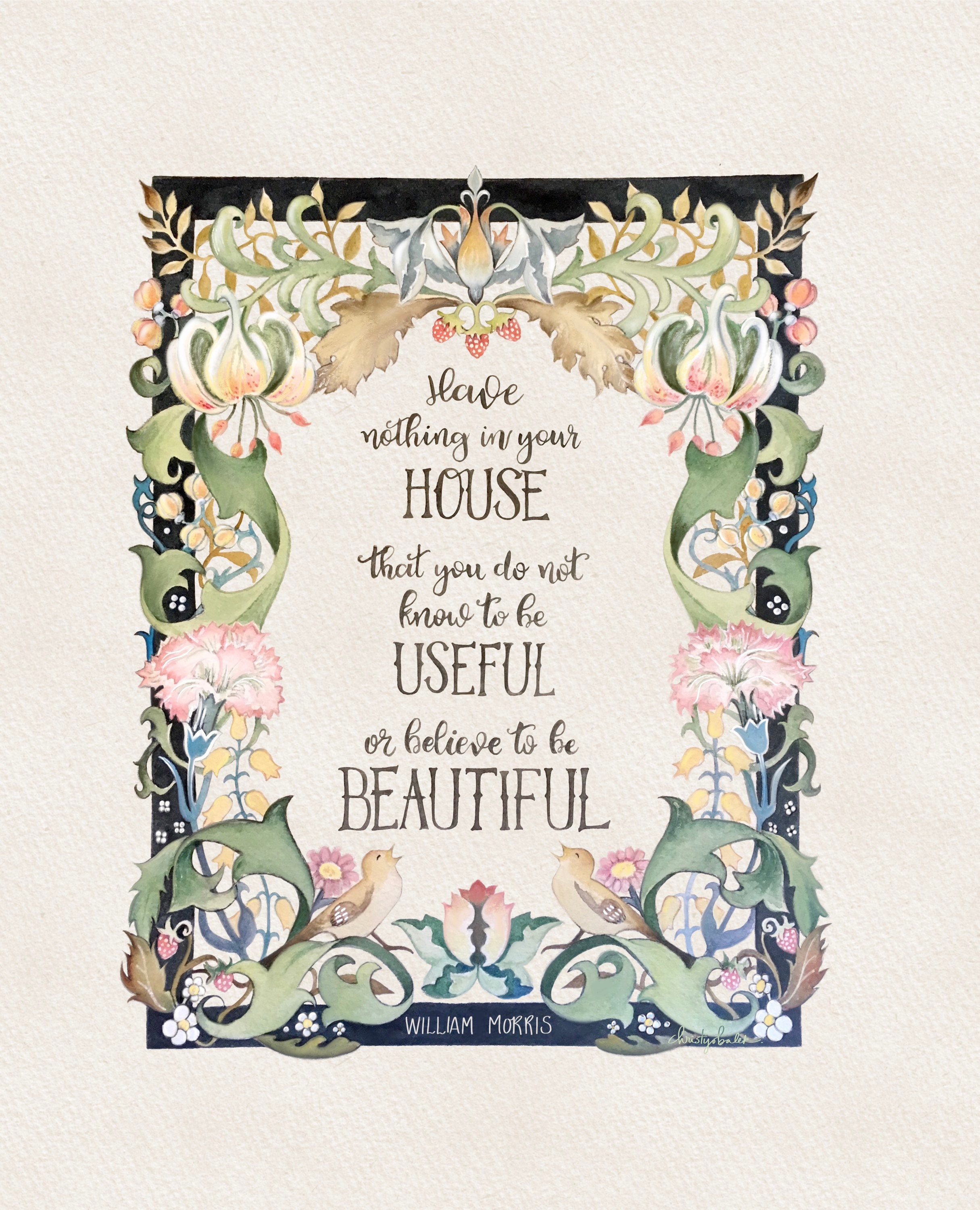 William Morris Quote cottagecore painting have nothing in your | Etsy