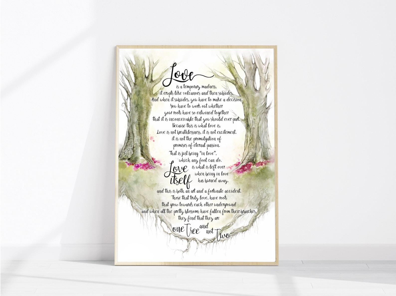 Entwined Trees Wedding Poem Art Print: Captain Corelli Mandolin - Etsy