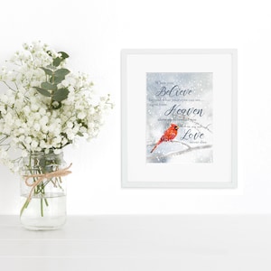 In Times of Sadness Cardinal Painting and Grief Quote Wall Art Print ...